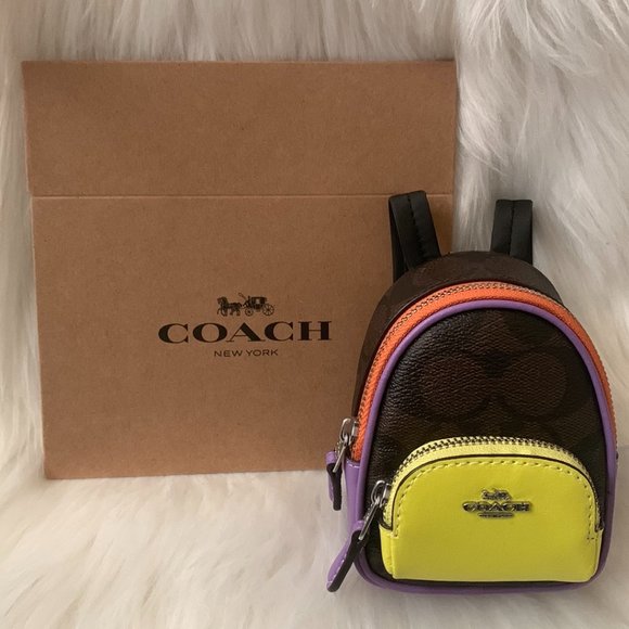 Coach | Accessories | Coach Mini Signature Court Backpack Charm Key ...